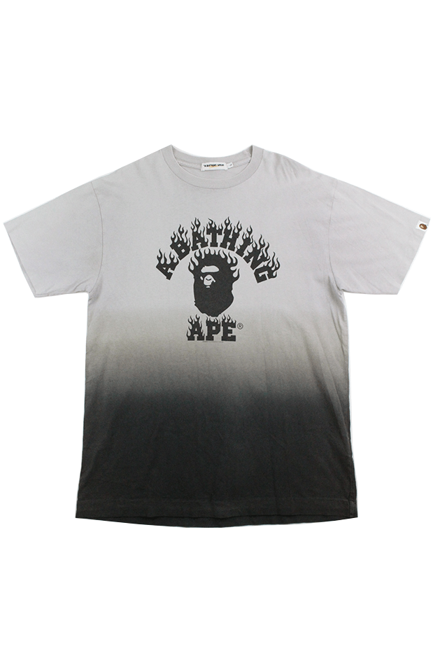Bape Black Flame College Logo Tee Grey Gradient – SARUGENERAL