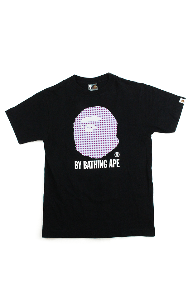 Bape Purple Checkered Big Ape Logo Tee Black – SARUGENERAL