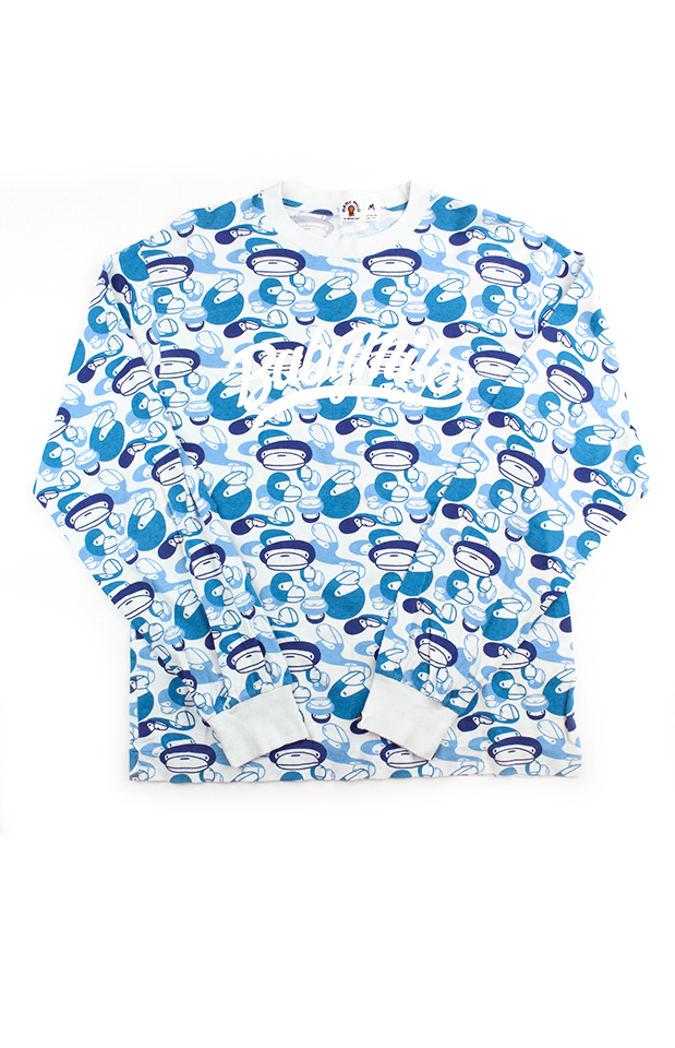 Bape Blue Baby Milo Camo Text LS Blue – SARUGENERAL