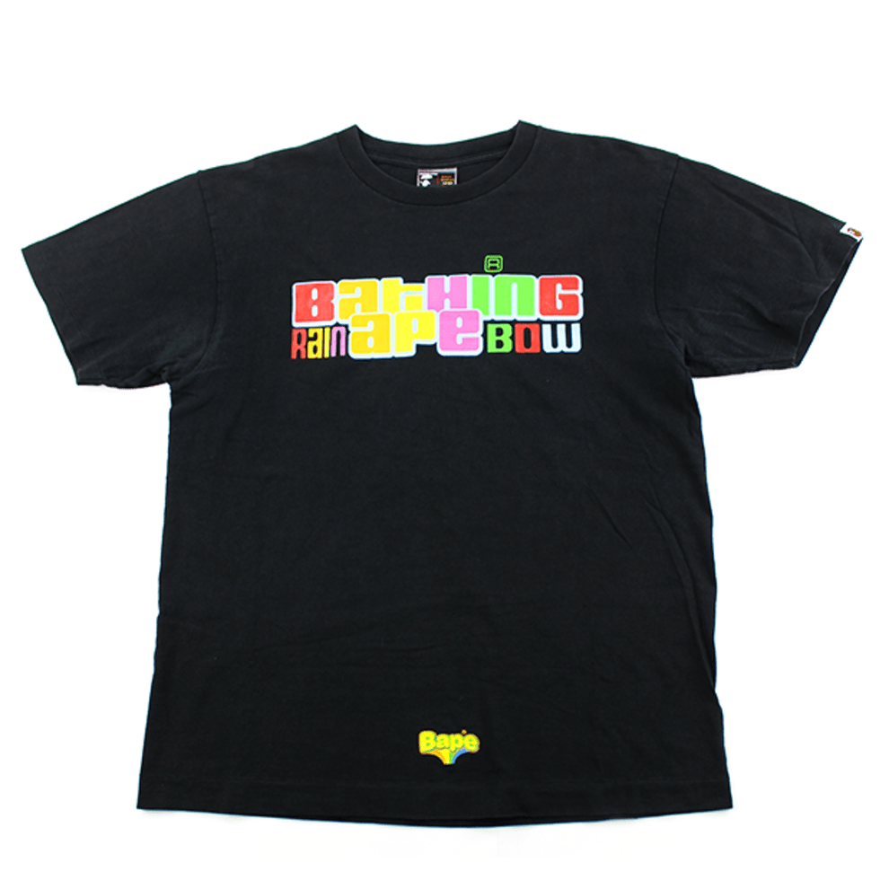 Bape Rainbow Text Tee Black – SARUGENERAL