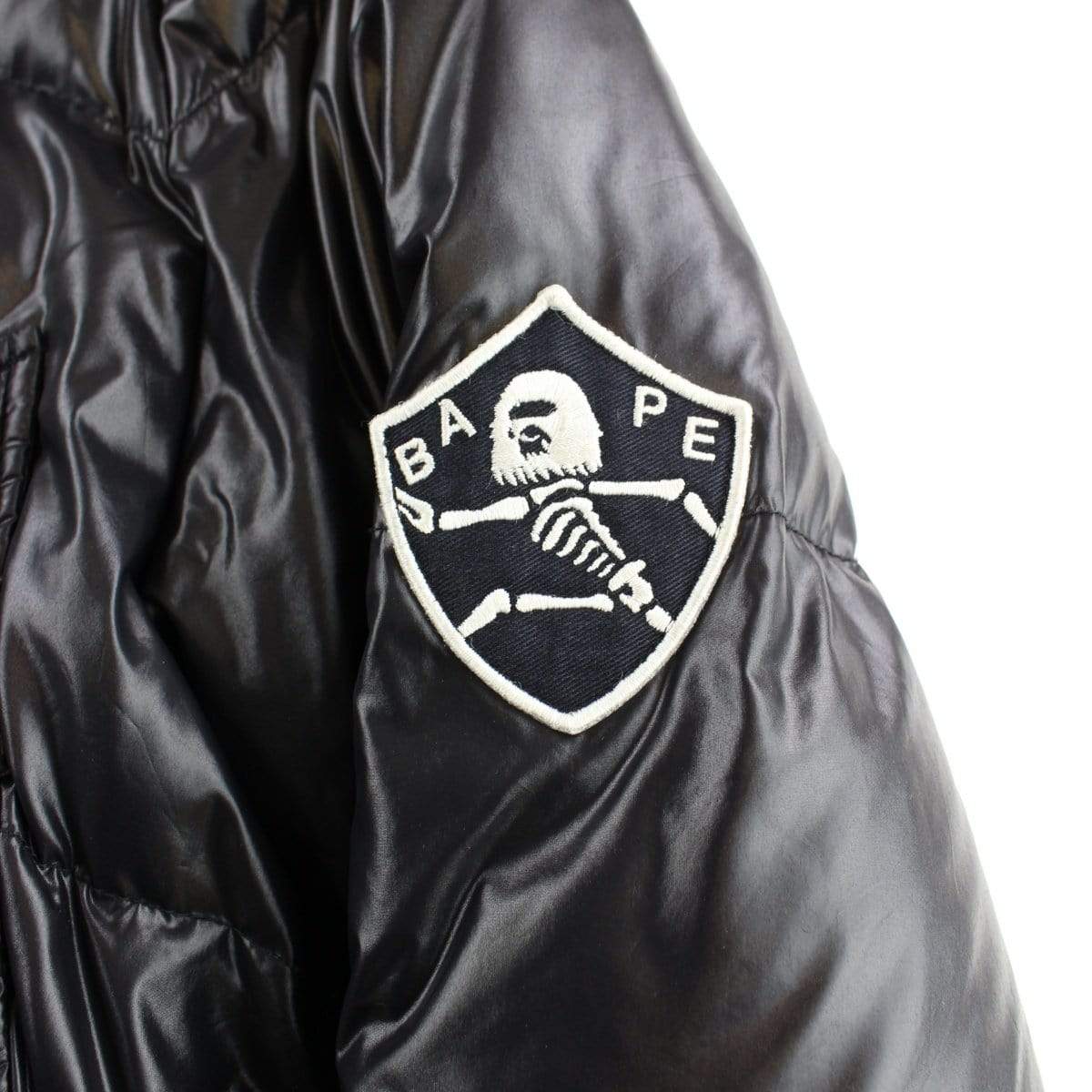 Bape Shiny Puffer Jacket Fur Hood Black – SARUGENERAL