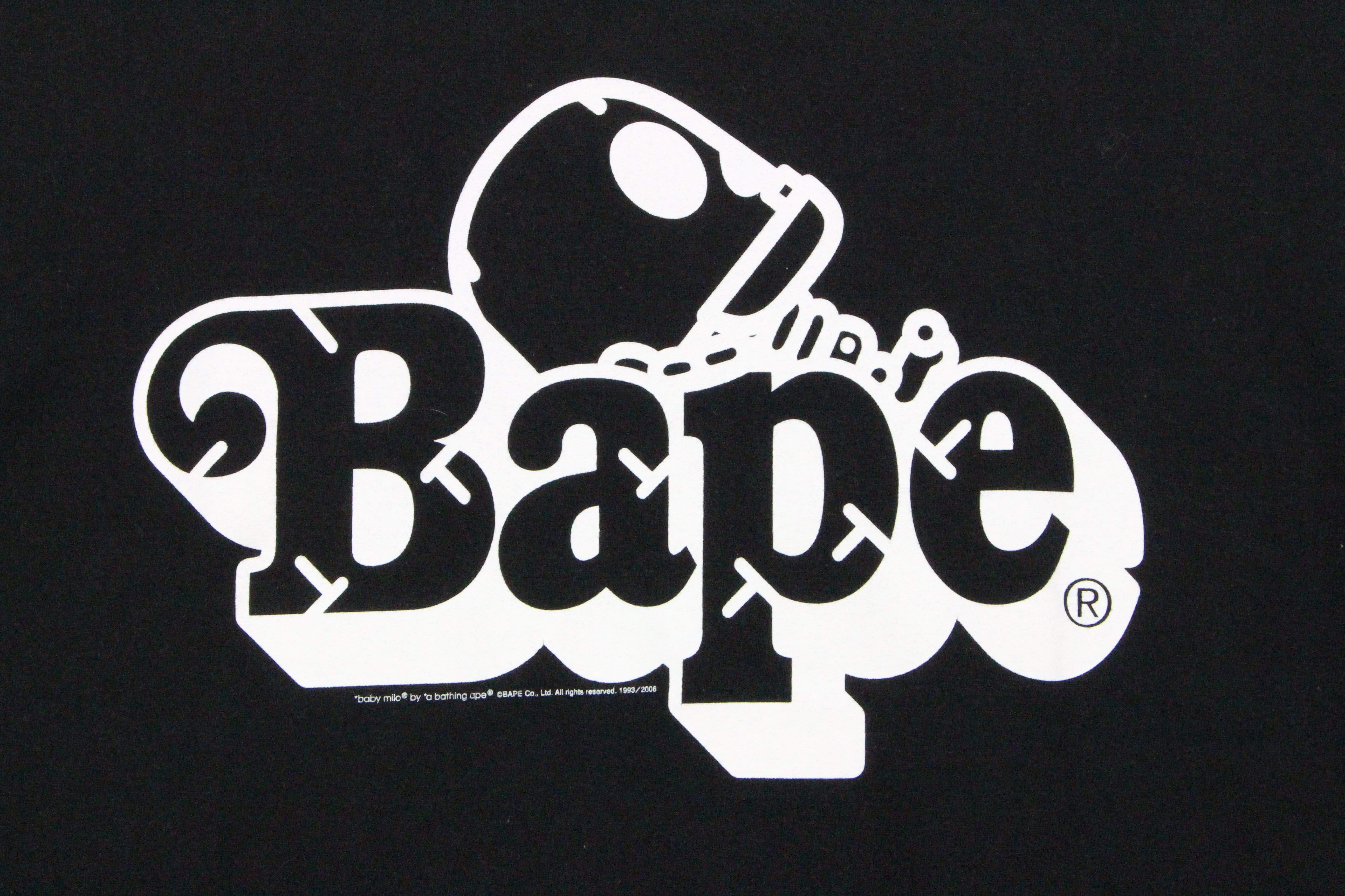 Bape Skeleton Milo Text Logo Tee Black – SARUGENERAL