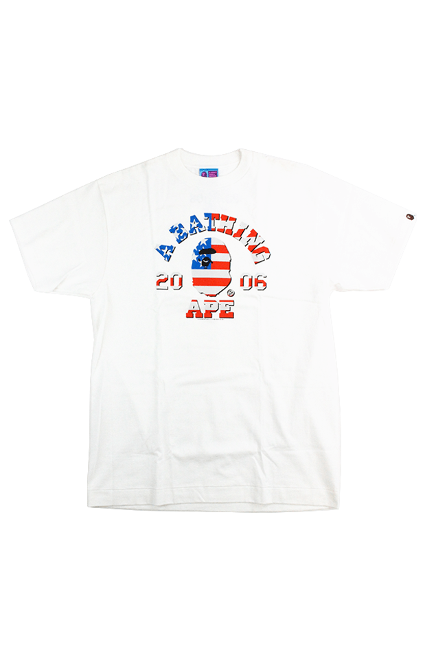 Bape US Flag 2006 College Logo Tee White – SARUGENERAL