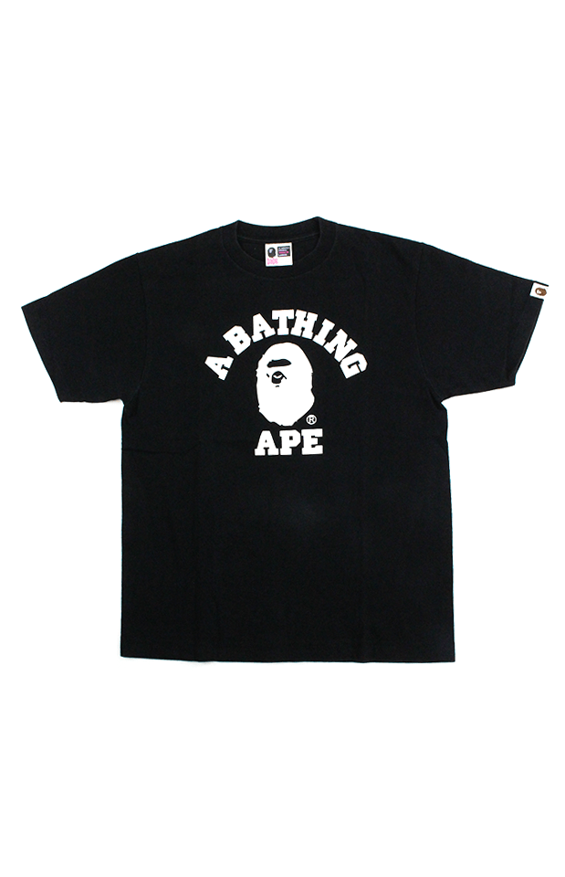 Bape White College Logo asnka back Tee Black – SARUGENERAL
