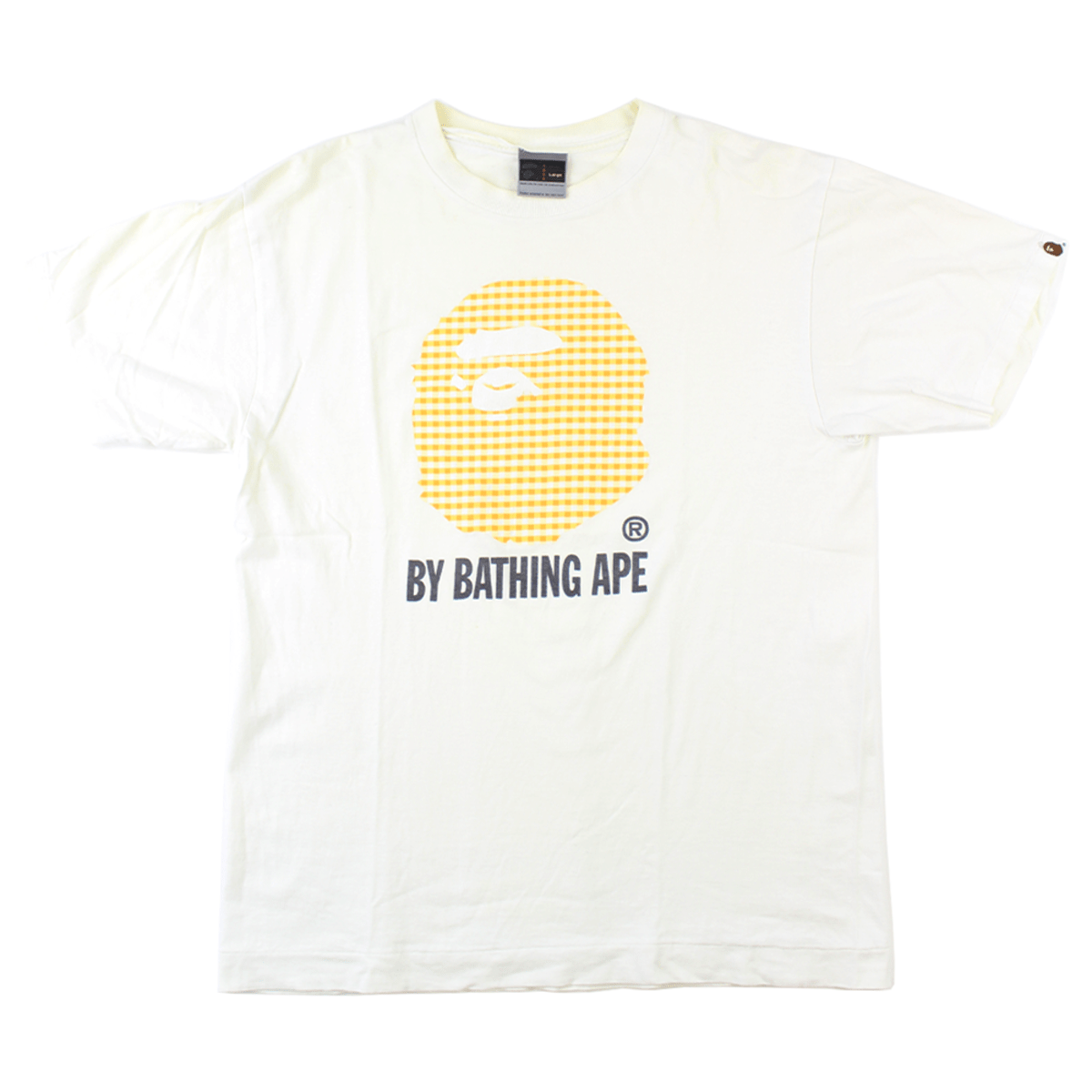 Bape Yellow Checkered Big Ape Logo Tee White – SARUGENERAL