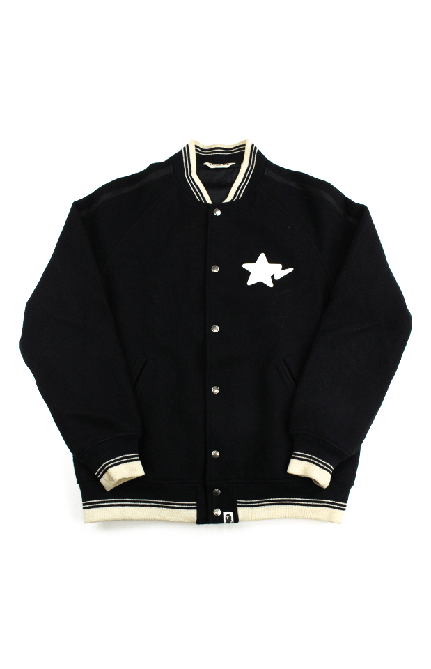 Bapesta wool Varsity Jacket Black | SARUGENERAL