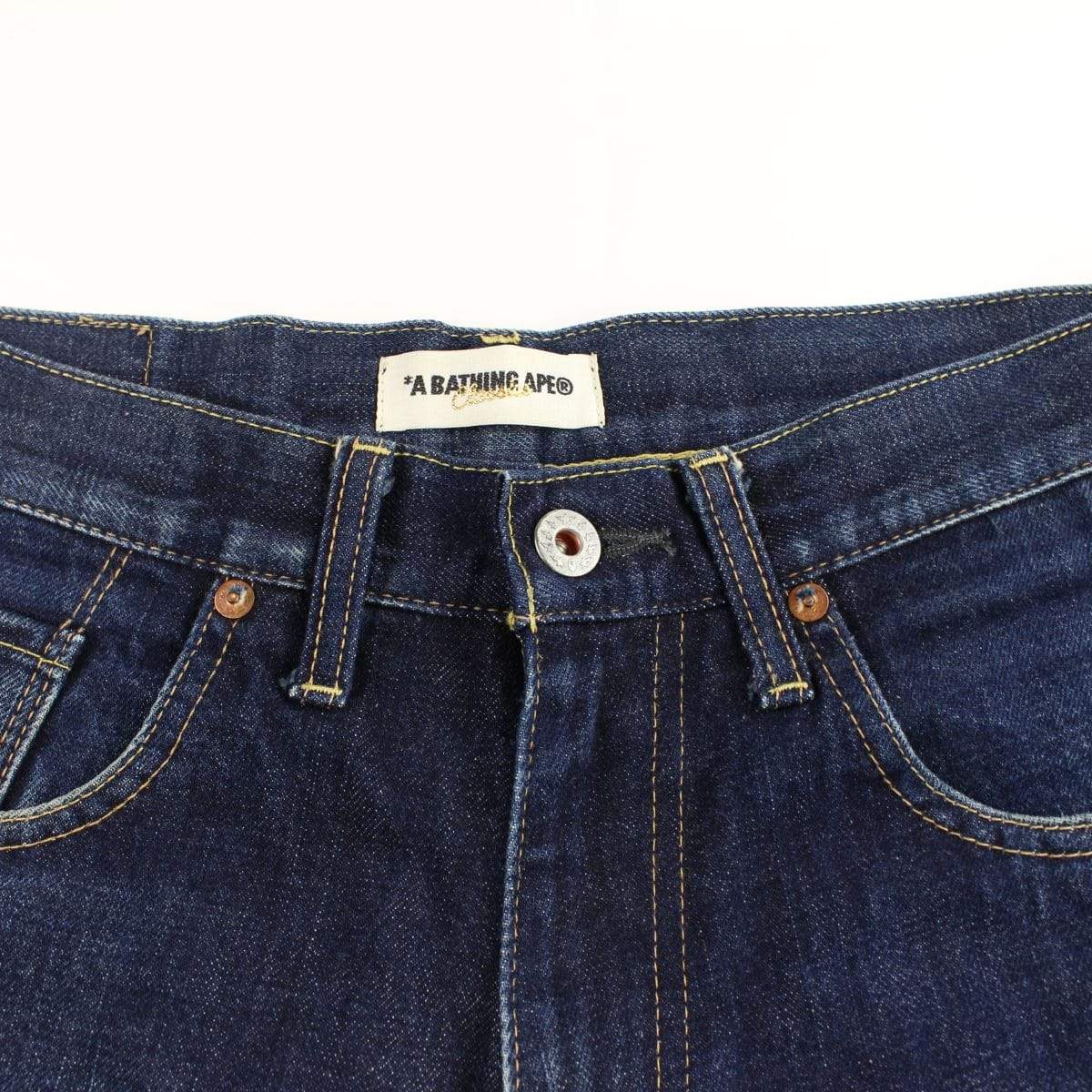 Bape yellow bapesta embroided Denim Shorts | SARUGENERAL