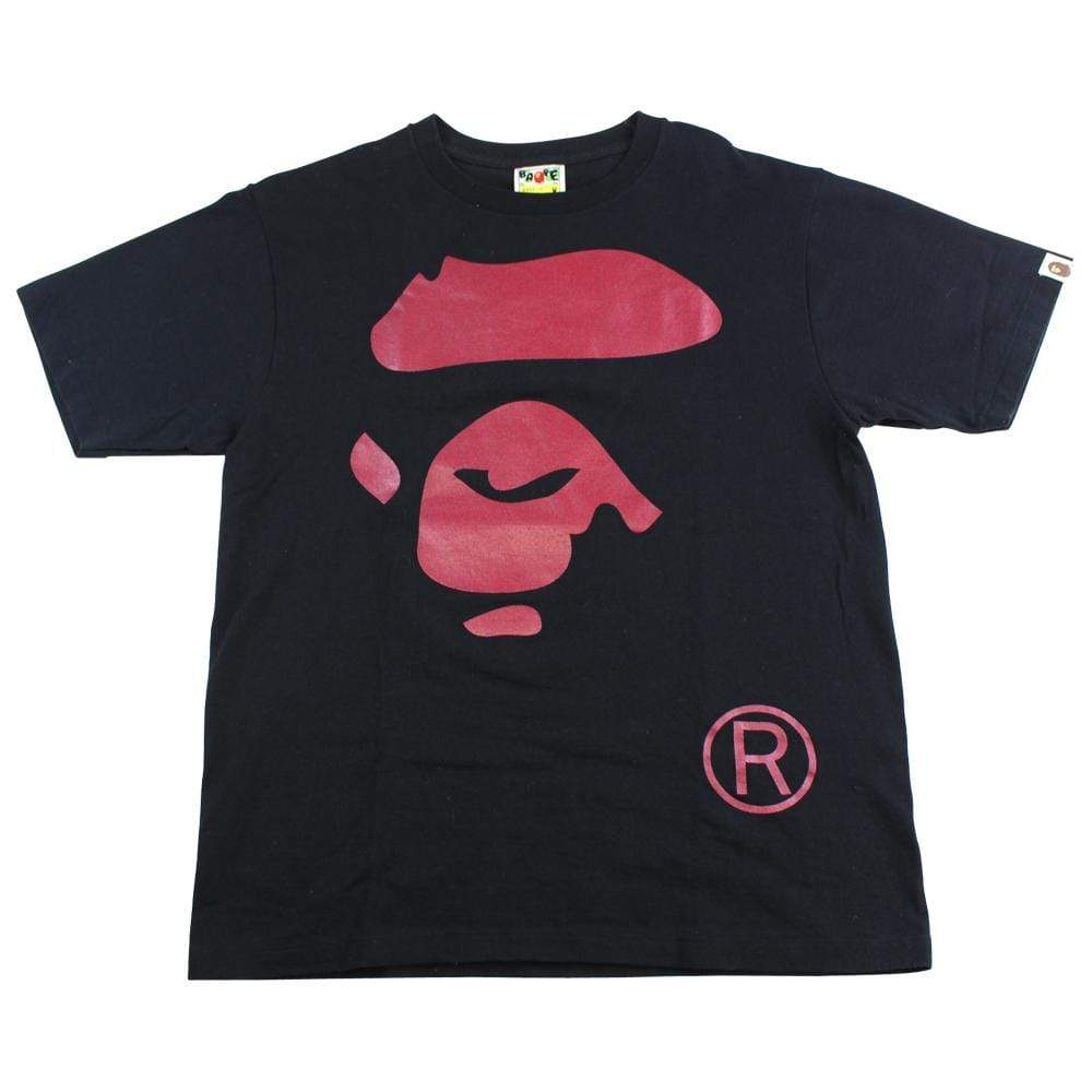 Bape Red Ape Face Logo Tee Black – SARUGENERAL